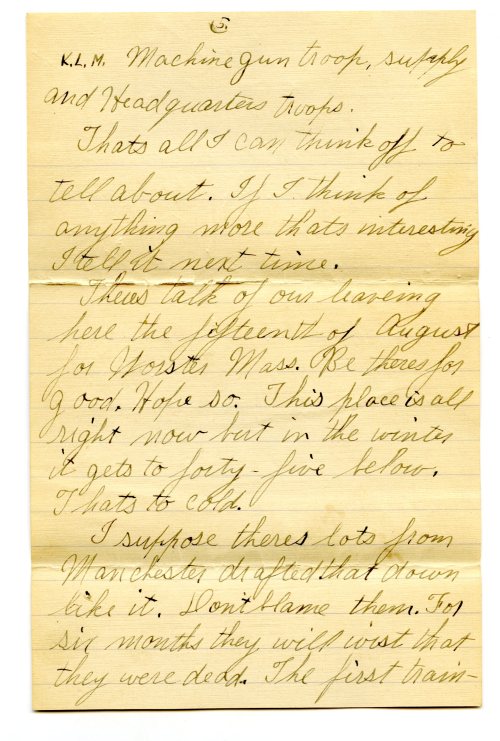 WWI Fort Ethan Allen 2nd Vermont Cav. Detailed Letter – Officer Shot in ...